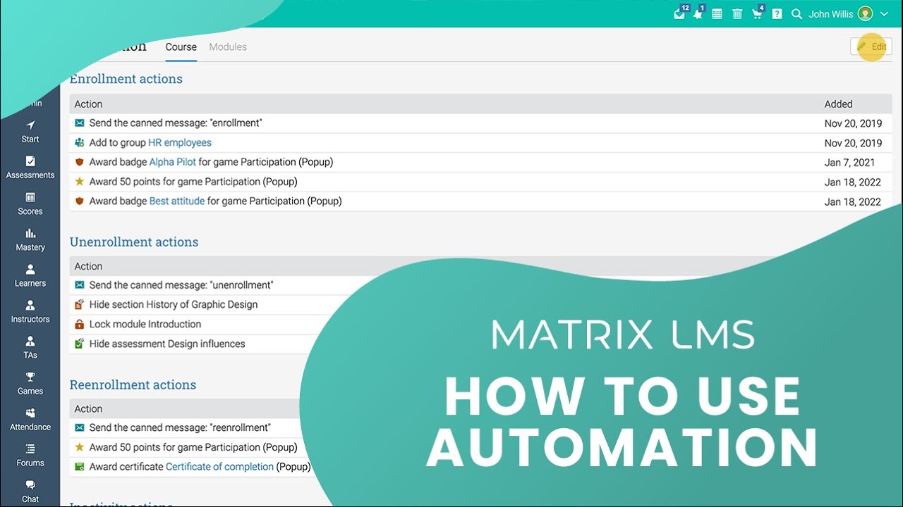 How to use automation in MATRIX LMS - YouTube