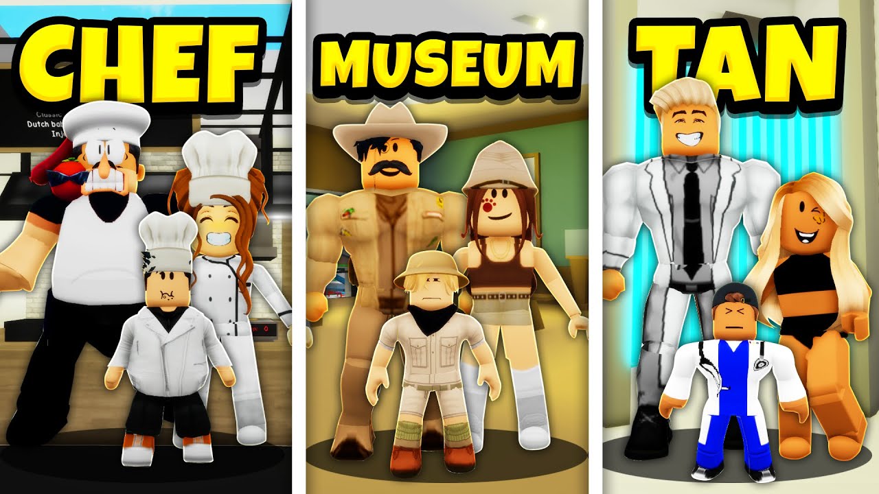 CHEF FAMILY Vs MUSEUM FAMILY Vs TAN FAMILY in Roblox BROOKHAVEN RP ...