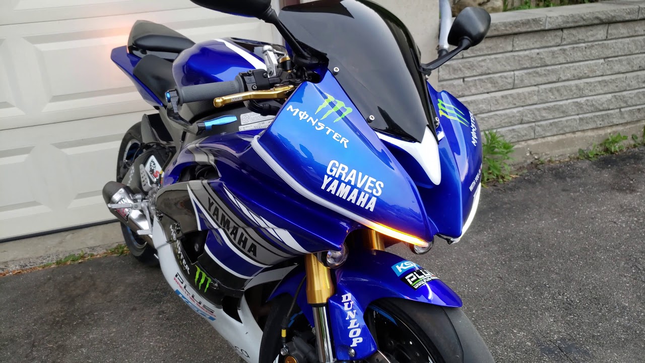 Yamaha R6 Street Legal Track Bike - Turn Signals in Evening - YouTube