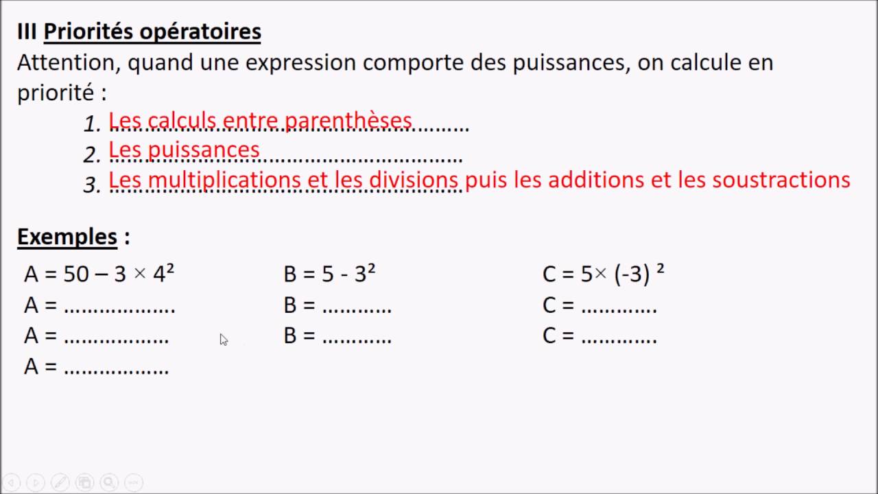 Niveau 3ème Cn3 Priorités Opératoires Avec Les Puissances Youtube
