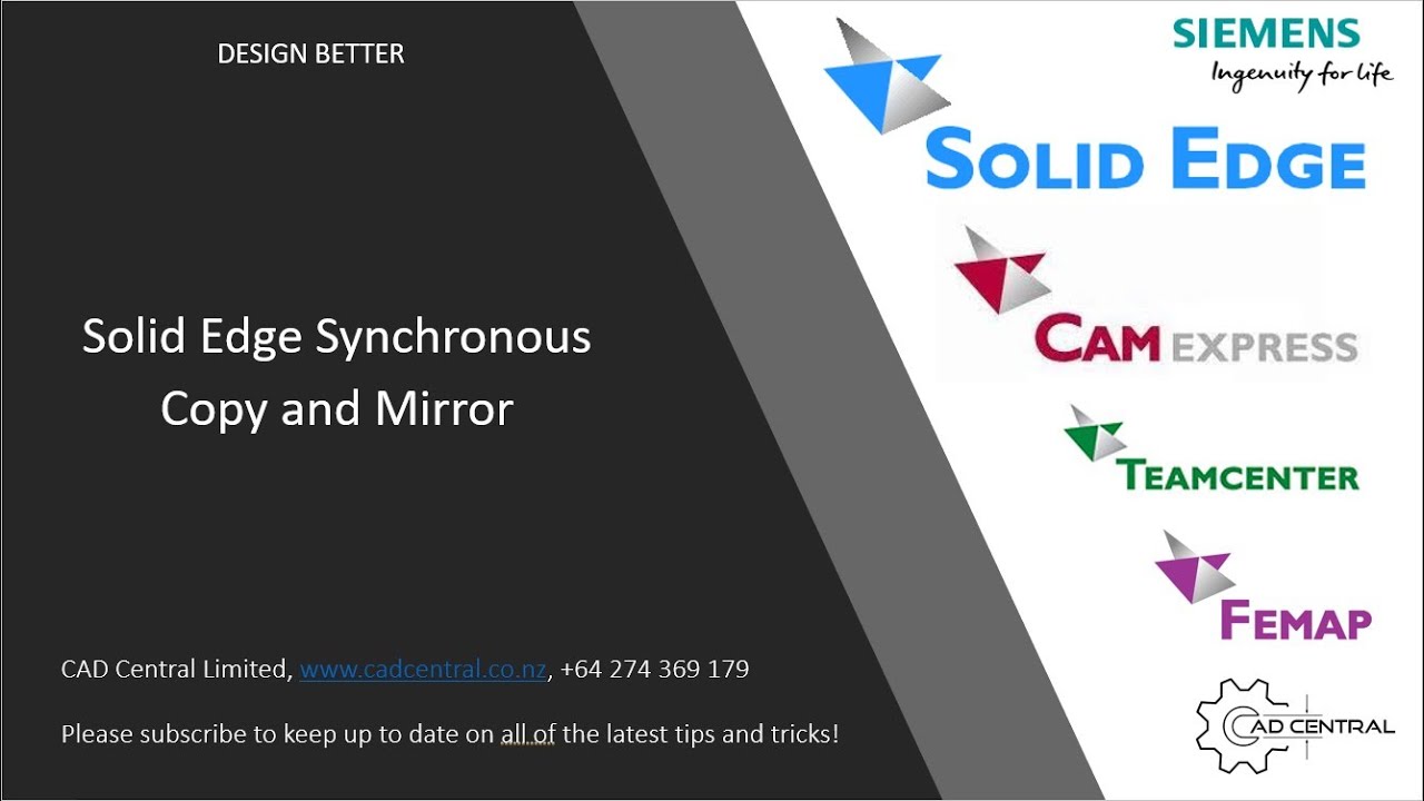 Solid Edge Synchronous Mirror and Copy - YouTube