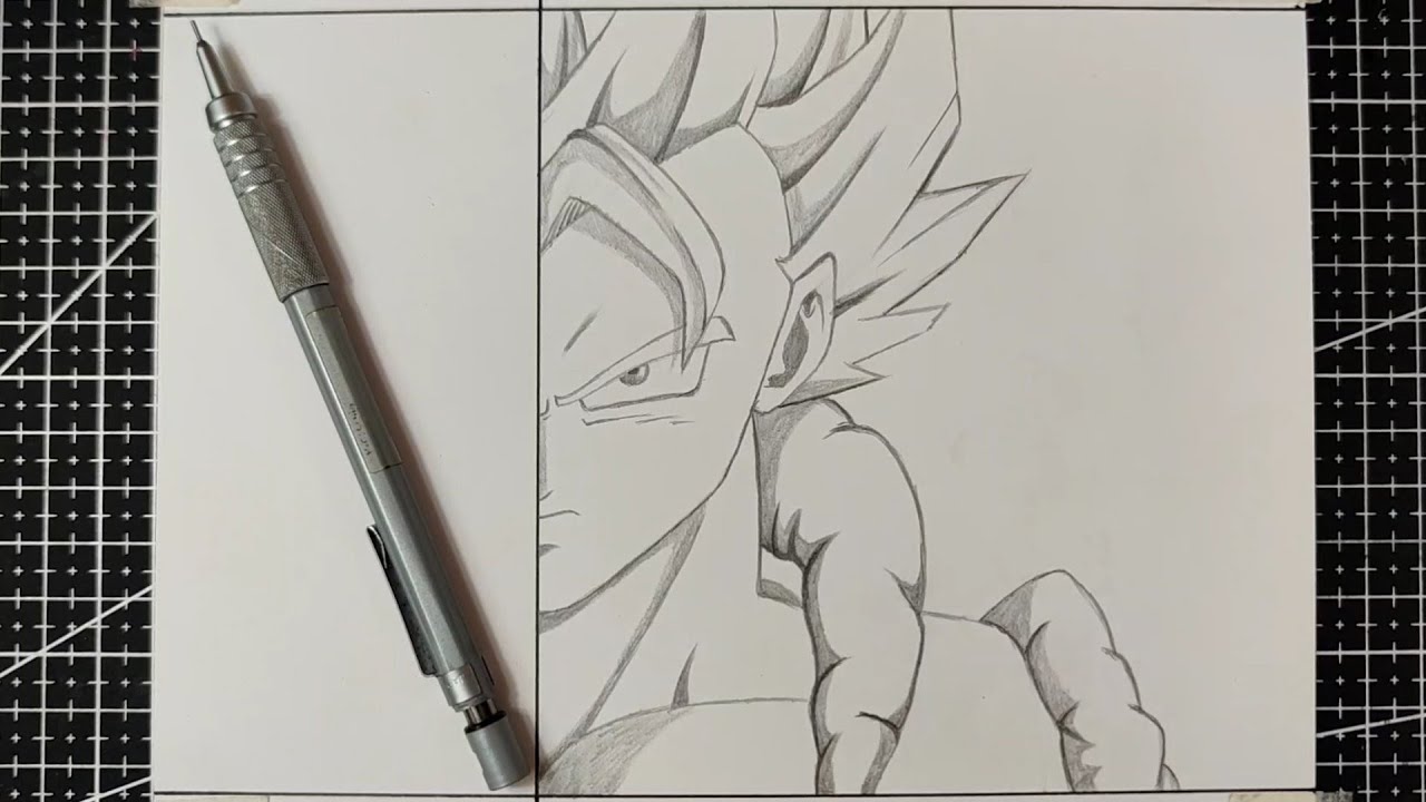 Anime Drawing | how to draw ultra instinct Gogeta half face step-by ...