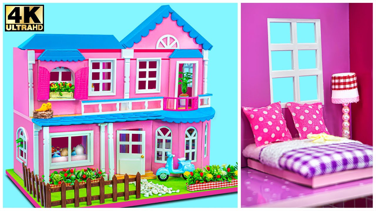 DIY Miniature Cardboard House #246 ️ Build Pink Cardboard Villa with ...