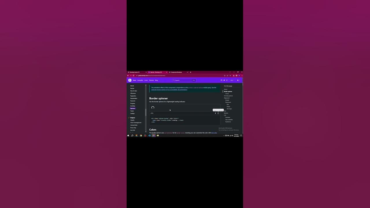 Spinners Explained In Bootstrap Shorts Bootstraptutorial Youtube
