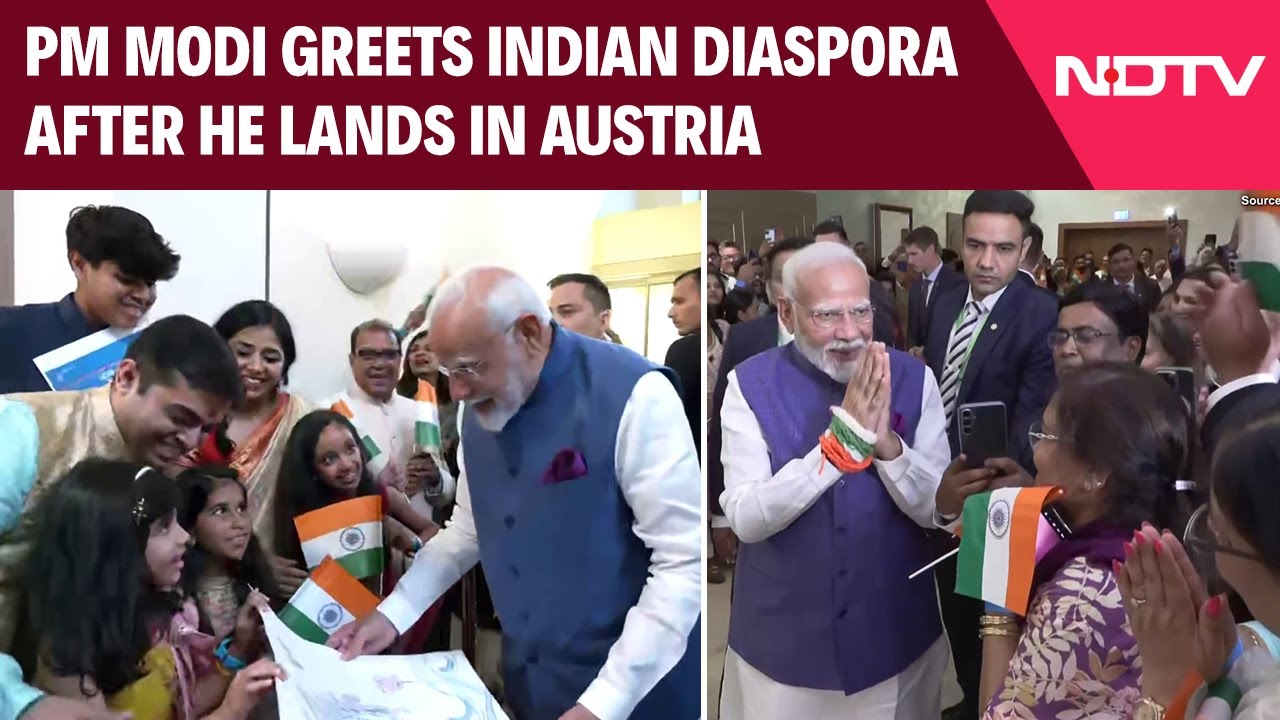 PM Modi Austria Visit | PM Modi Greets Indian Diaspora After He Lands ...