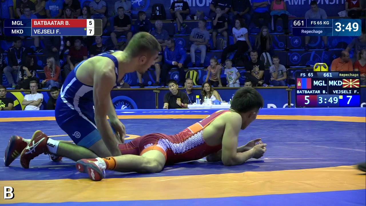 Repechage FS - 65 kg: B. BATBAATAR (MGL) v. F. VEJSELI (MKD) - YouTube