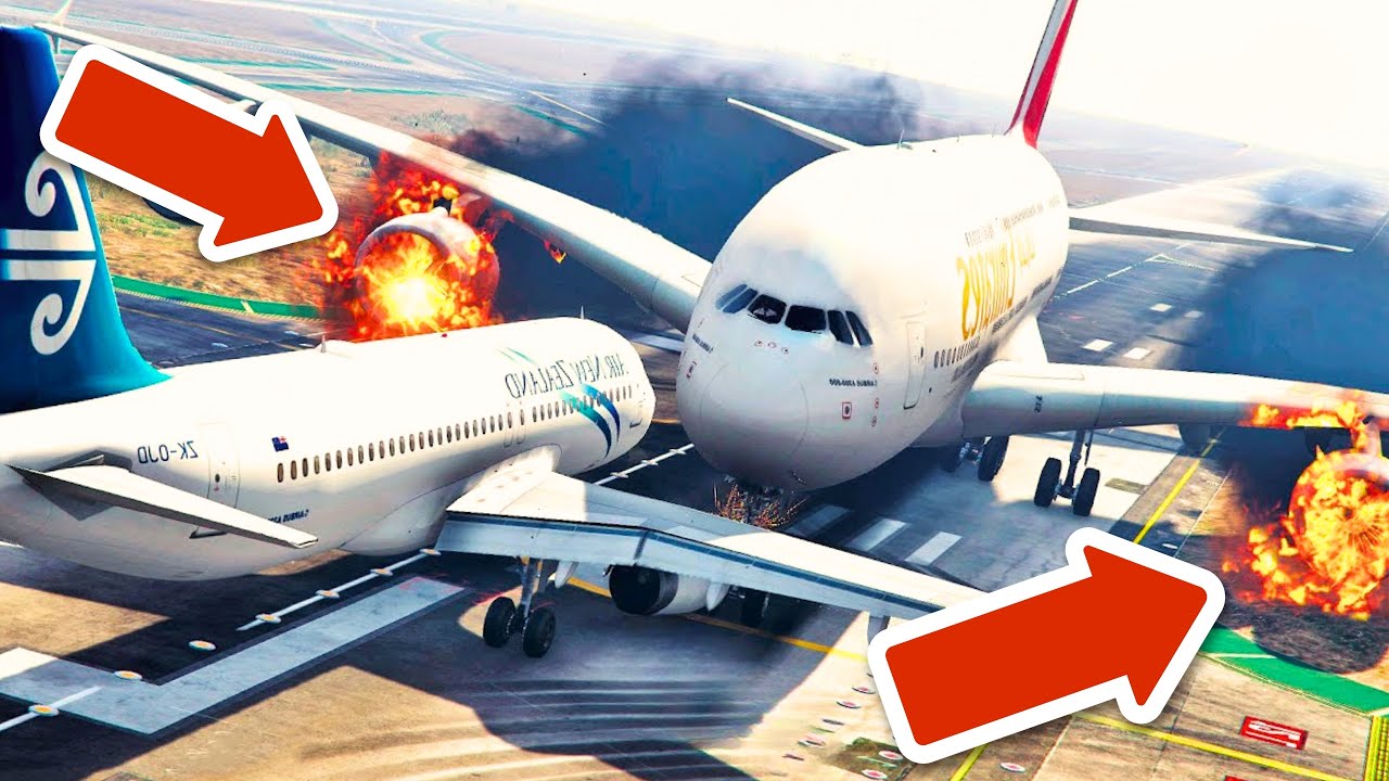 Massive Fireball! GIANT A380 Collides with A320 in Deadly Crash | GTA 5 ...