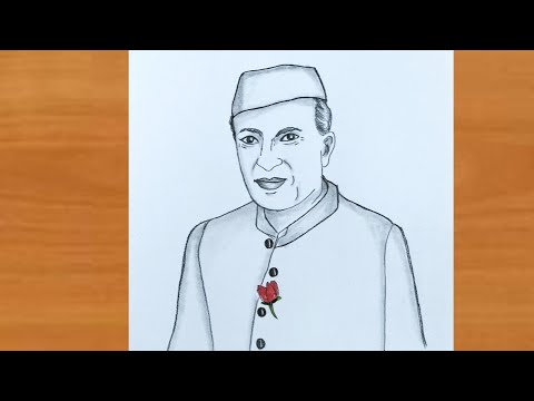 How to draw Jawaharlal Nehru| Children's day drawing| pencil sketch ...