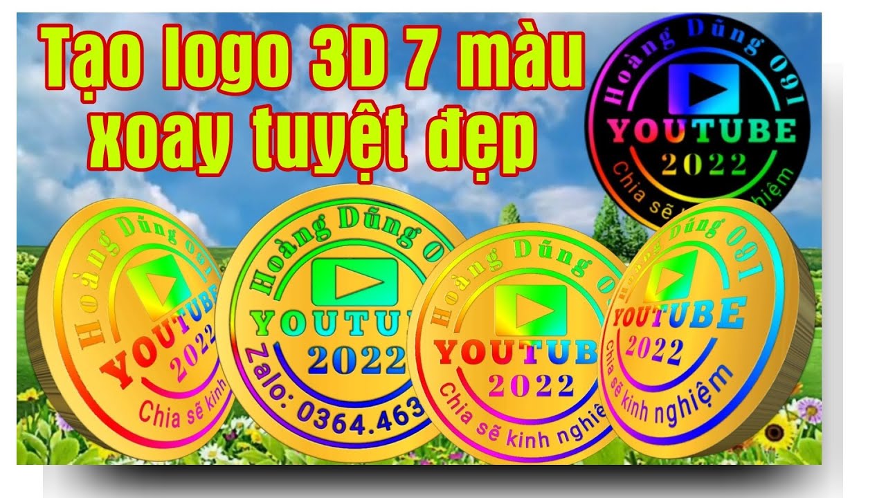Hướng dẫn cách tạo logo 3D 7 màu xoay đẳng cấp chuyên nghiệp trên điện ...