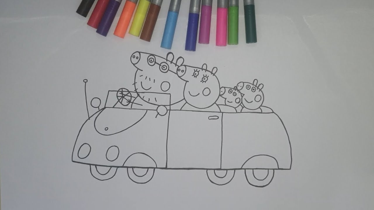 How to draw Peppa Pig family / Drawing Peppa Pig/ Cum sa coloram ...
