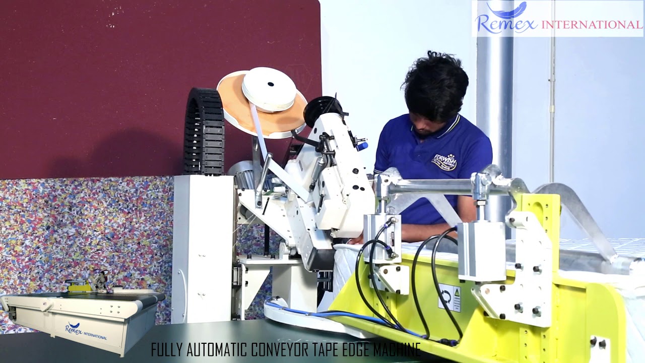 FULLY AUTOMATIC CONVEYOR TAPE EDGE MACHINE - YouTube