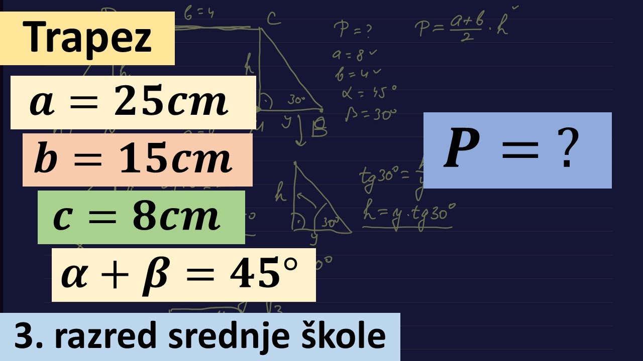 Trapez - Kako naći površinu trapeza ako su date osnovice i jedan krak ...