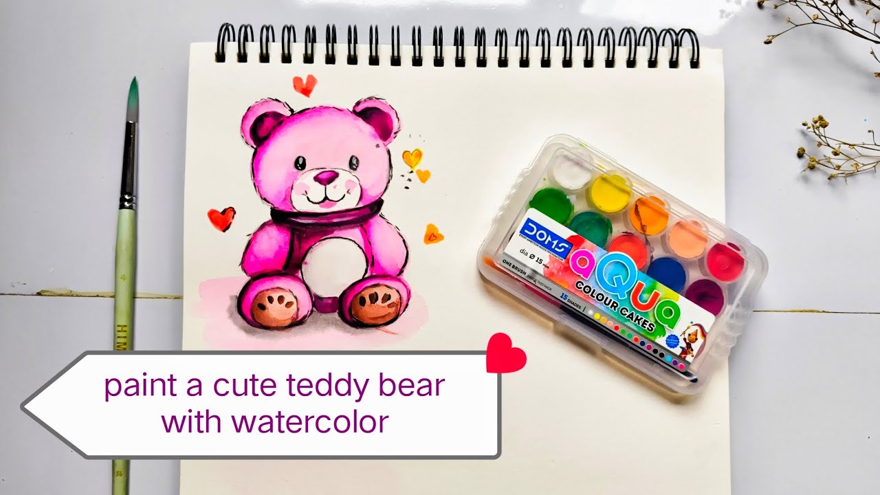 How to Paint a Teddy Bear with Watercolors | Step-by-Step Tutorial ...