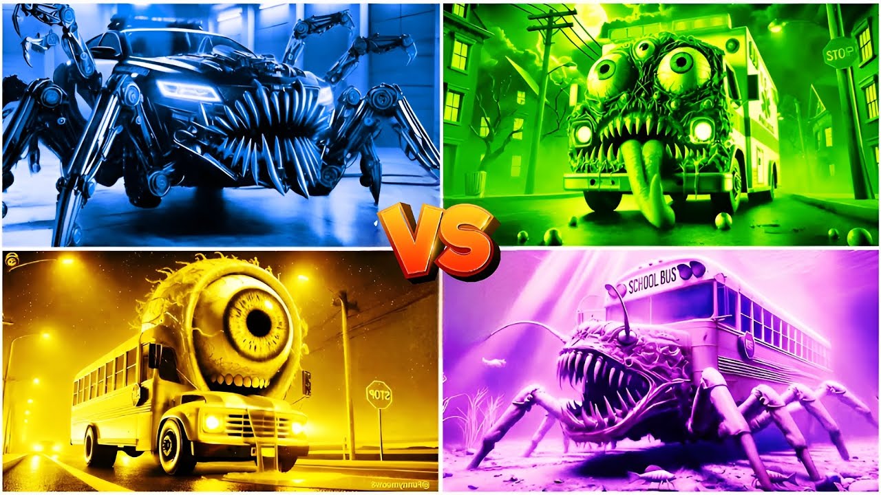 Police Car 🆚 Ambulance Eater 🆚 School Bus EXE 🆚 Bus Eater 🎶 Tiles Hop ...