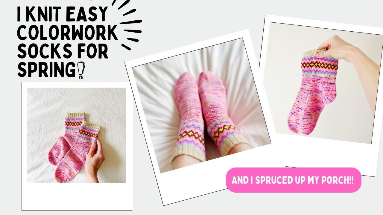 I Knit the CUTEST Colorwork Socks for SPRING! - YouTube