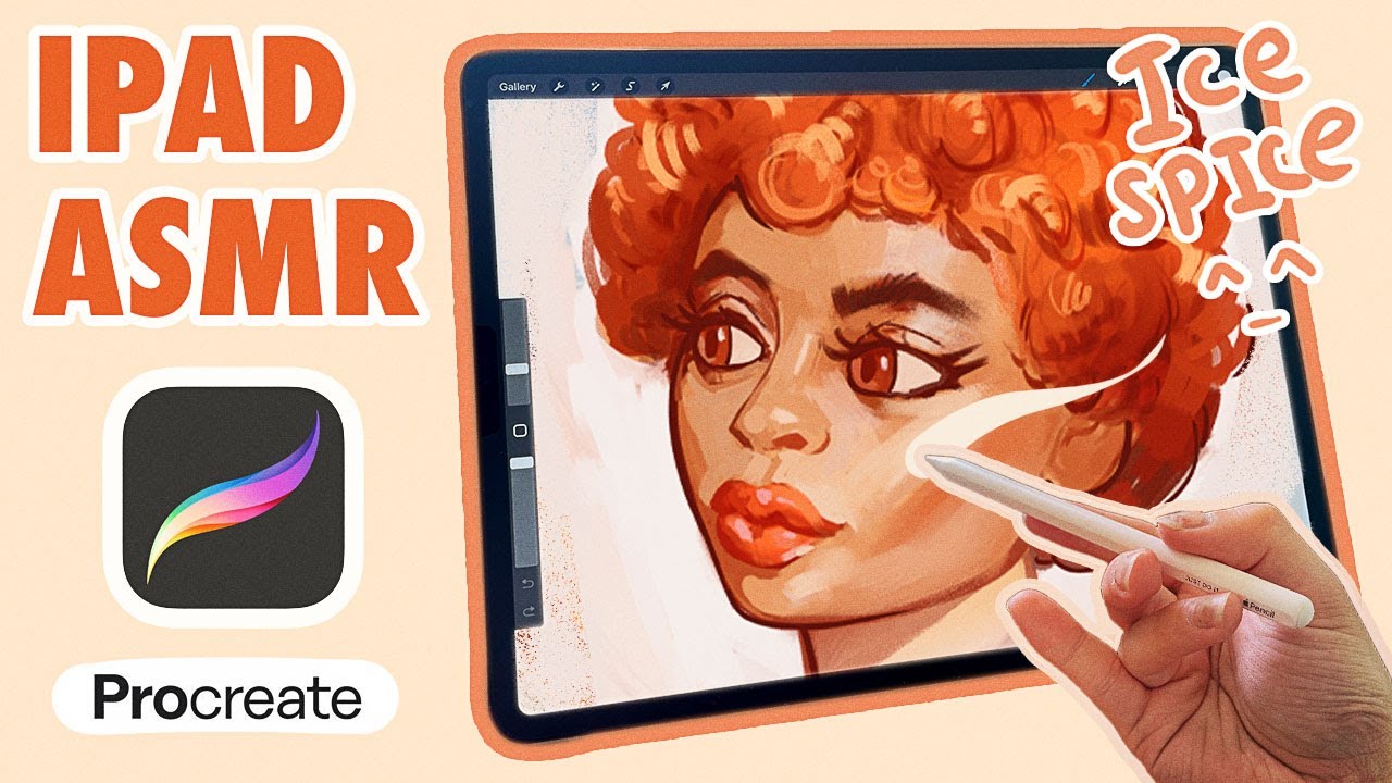 🏻 ASMR Portrait Painting in Procreate iPad Pro + Paperlike Screen Protection ( Ice Spice 0_0 ...