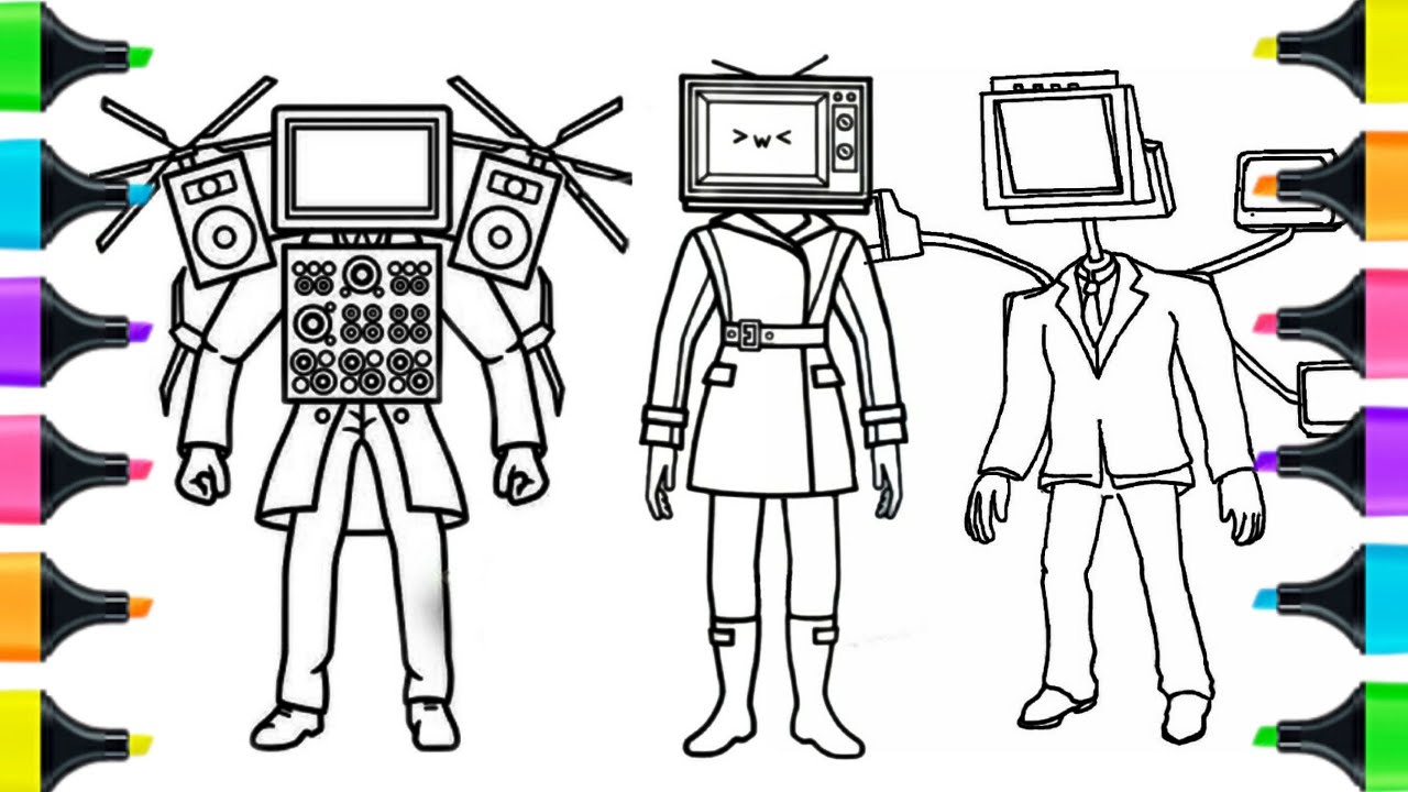 Coloring Pages Titan TV MAN vs TV WOMAN - SKIBIDI TOILET / How to color ...