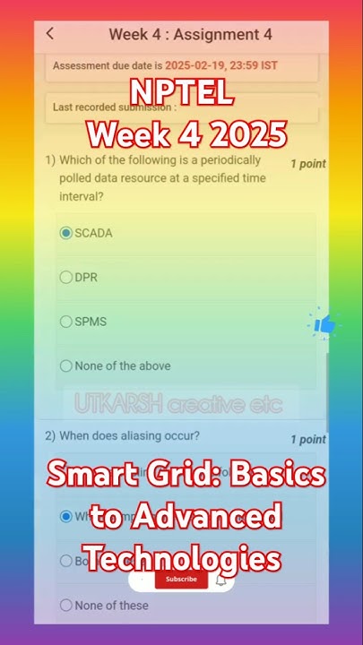 Smart Grid: Basics to Advanced Technologies Week 4 2025 #smartgrid #nptelcoursesolution #shorts ...