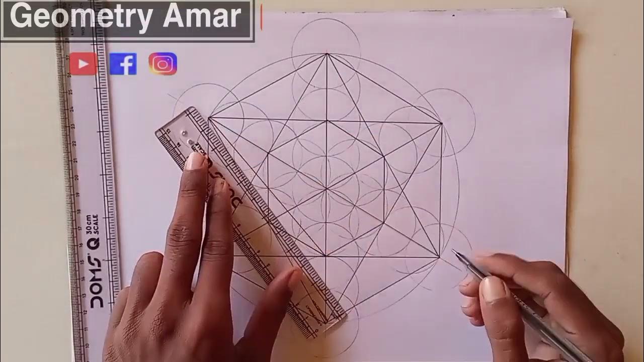 How to draw metatron's cube | sacred geometry drawing | 10/8 #mandala # ...
