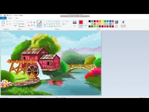 Beautiful scenery drawing on MS Paint | how to draw on MS paint | step ...