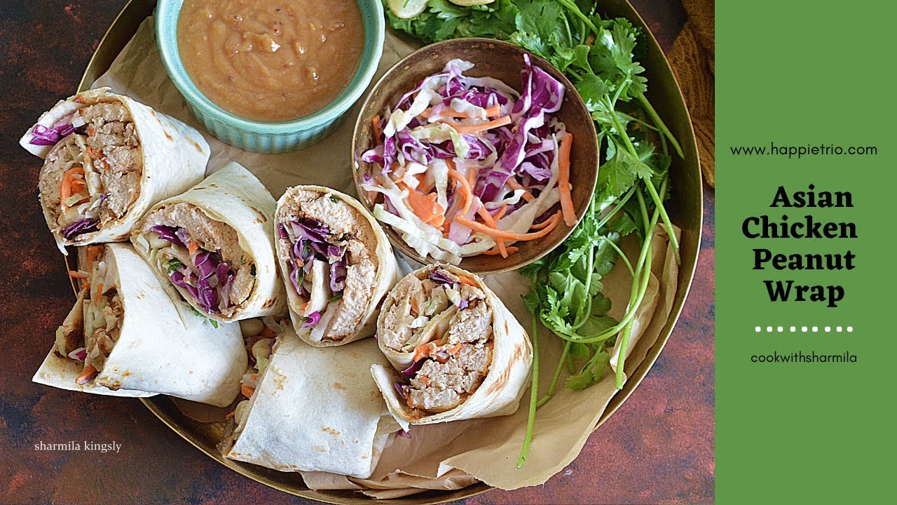 Chicken wraps | Asian Style Peanut Chicken Wraps | Thai Peanut Chicken ...