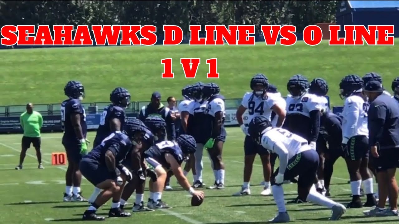 Seahawks D Line vs O Line 1 on 1. - YouTube