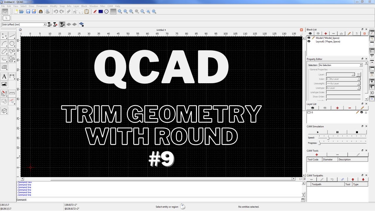 QCAD Trim geometry with Round - YouTube