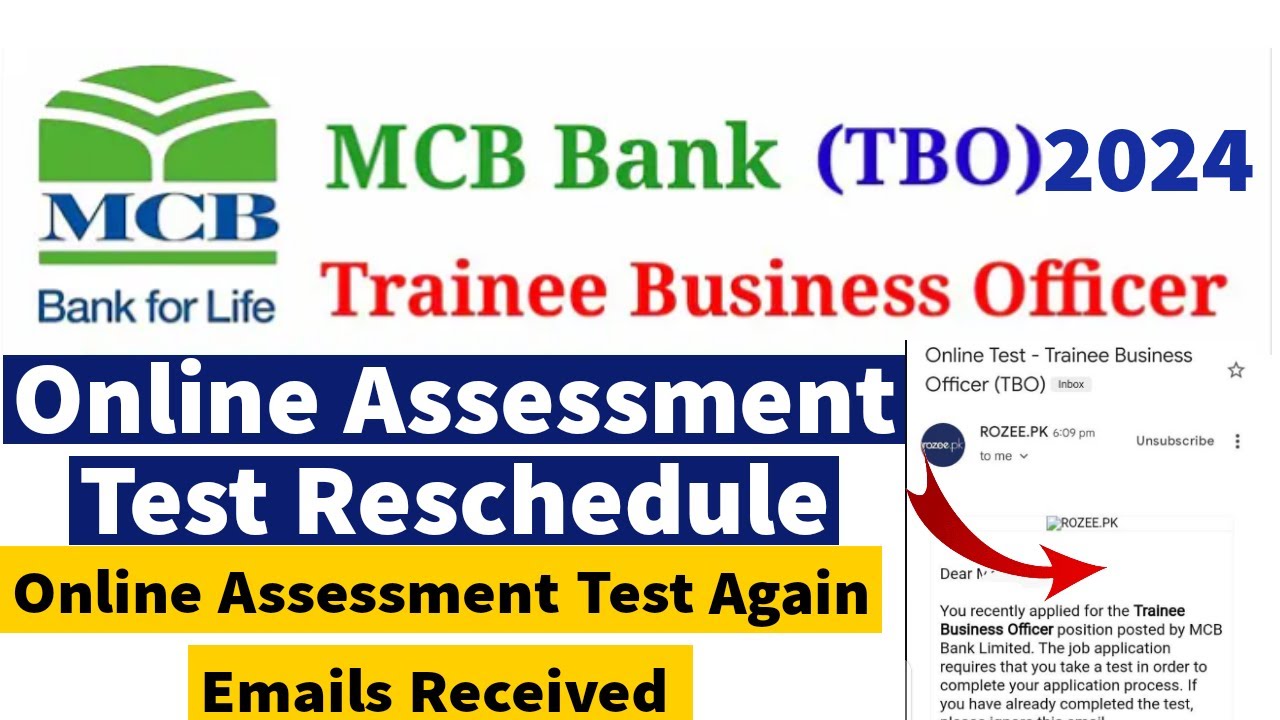 MCB Bank (TBO) Online Assessment Test Reschedule 2024 - MCB Bank ...