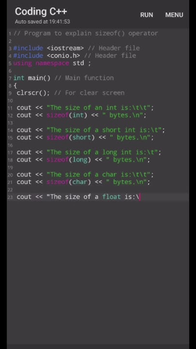 Use Of Sizeof Operator In C Shorts Mrjaistech Youtube