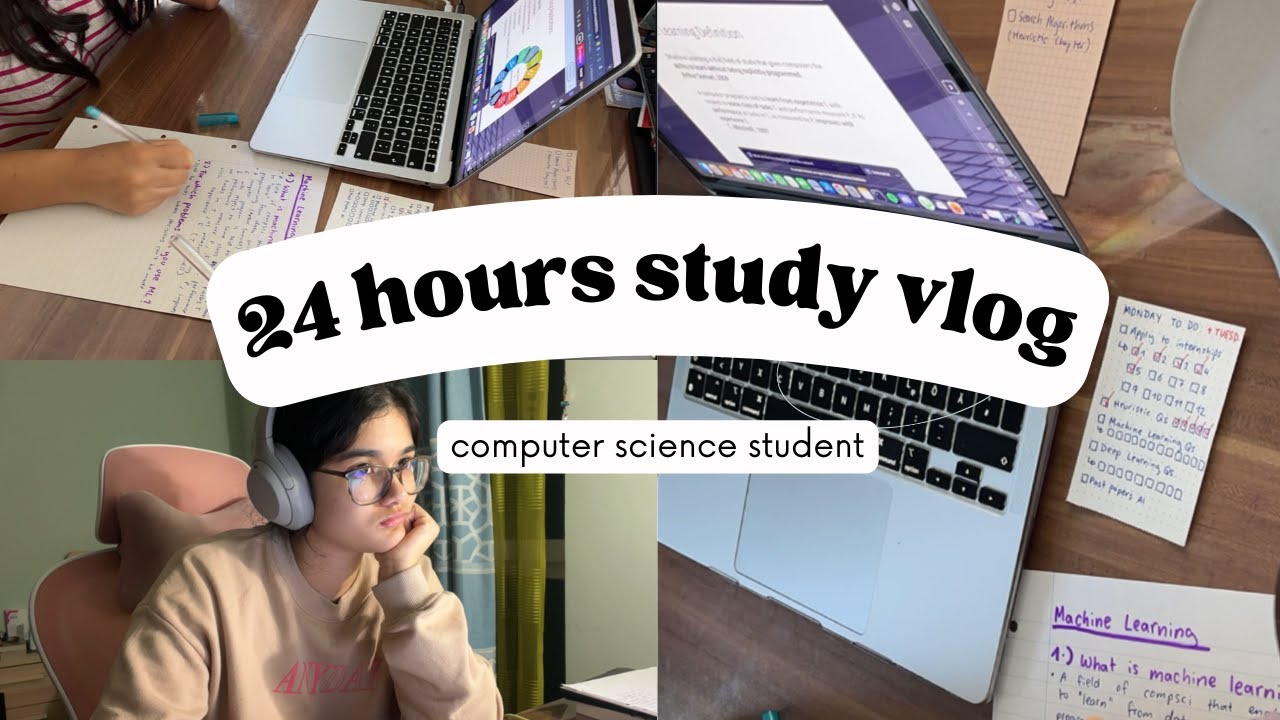 STUDY VLOG ₊˚.🎧📓 | 24 hours studying for finals, comp sci student ...
