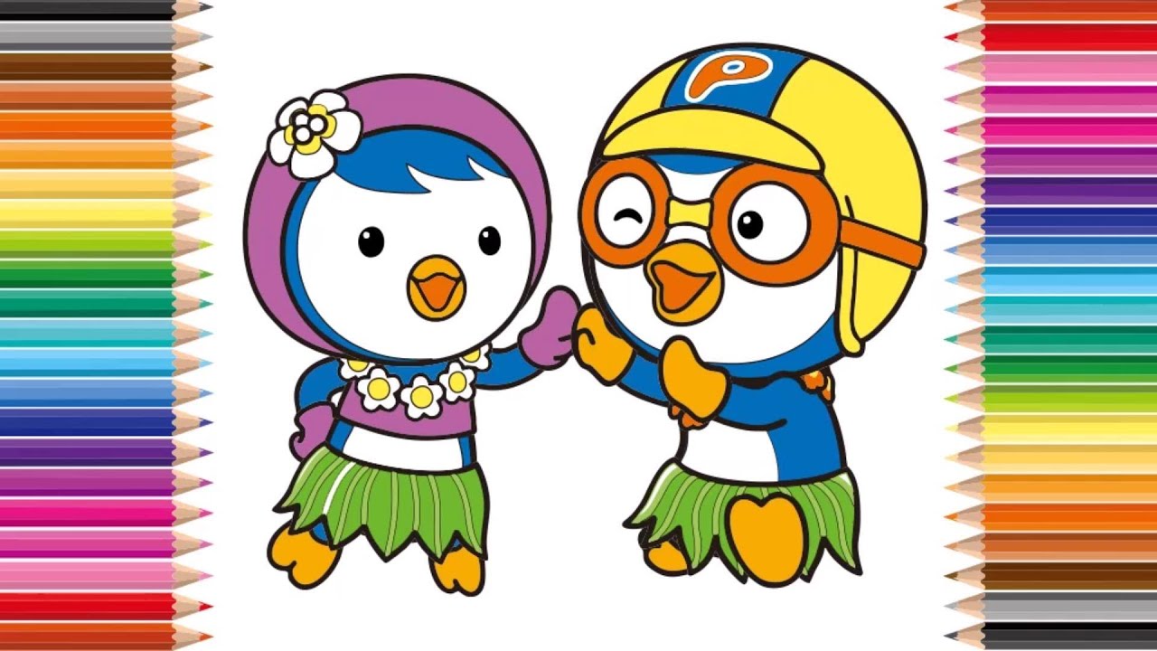 How to color cartoon pororo and petty | Cara mewarnai kartun pororo dan ...