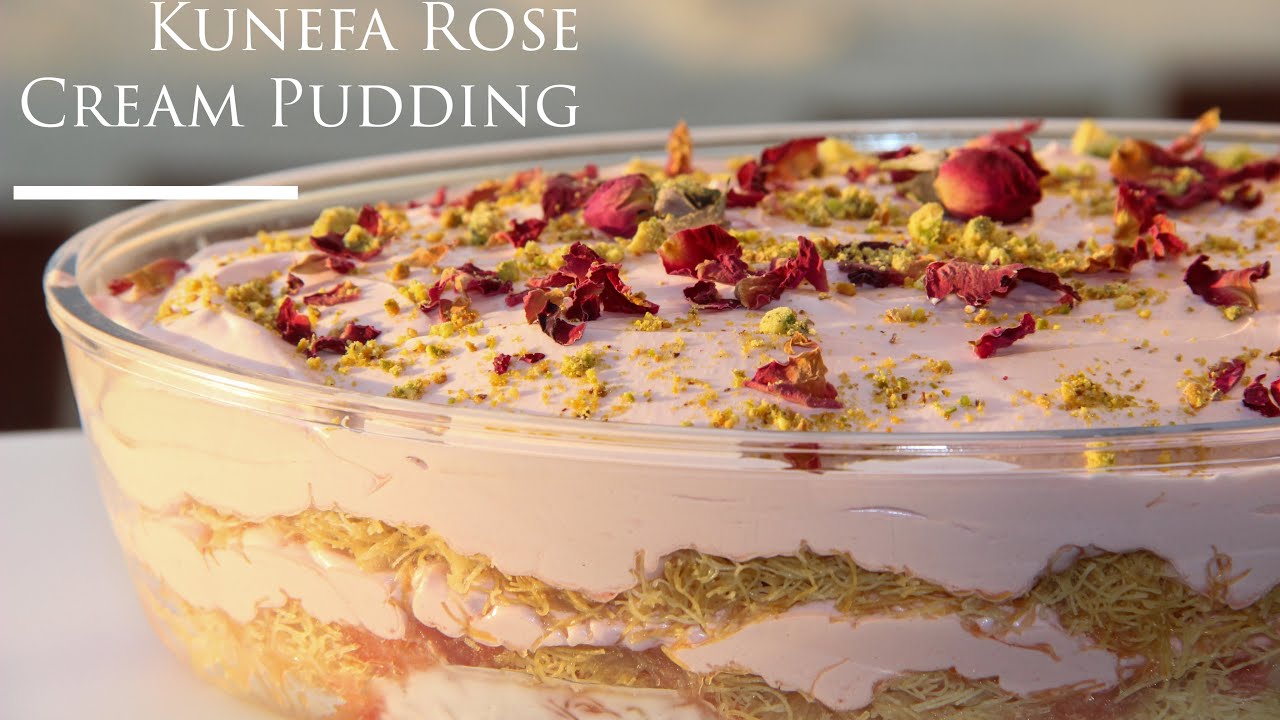 Kunafa Rose Cream Pudding | künefe Pudding | Kunafa Cream Pudding ...