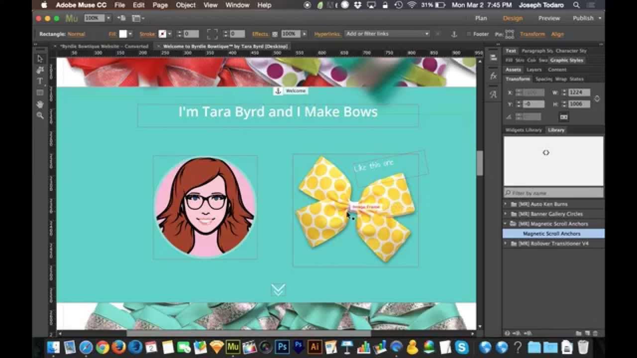 Adobe Muse CC Parallax Scrolling Tutorial | Magnetic Scroll Anchors - YouTube