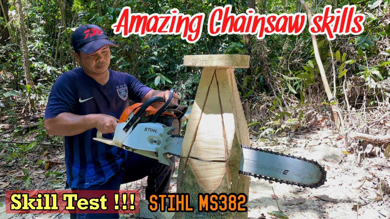 Make a chair from a wooden stump using a STIHL Chainsaw#ms382#chainsaw ...