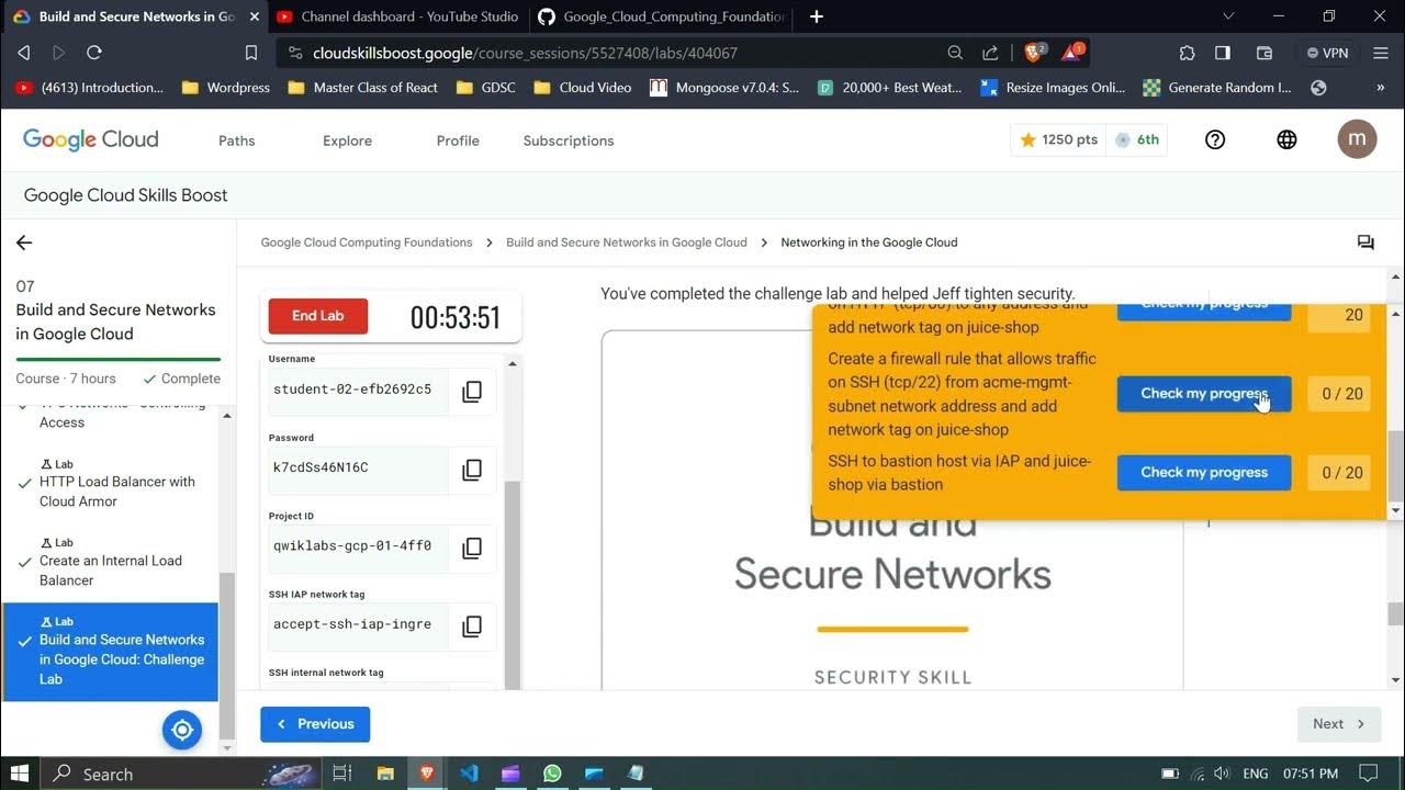 Module 7: Lab 3 : Build and Secure Networks in Google Cloud: Challenge Lab - YouTube