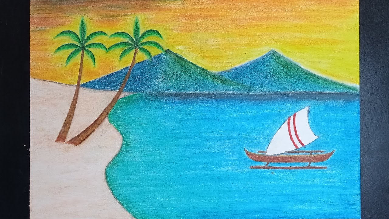 How to Draw a Beach - YouTube