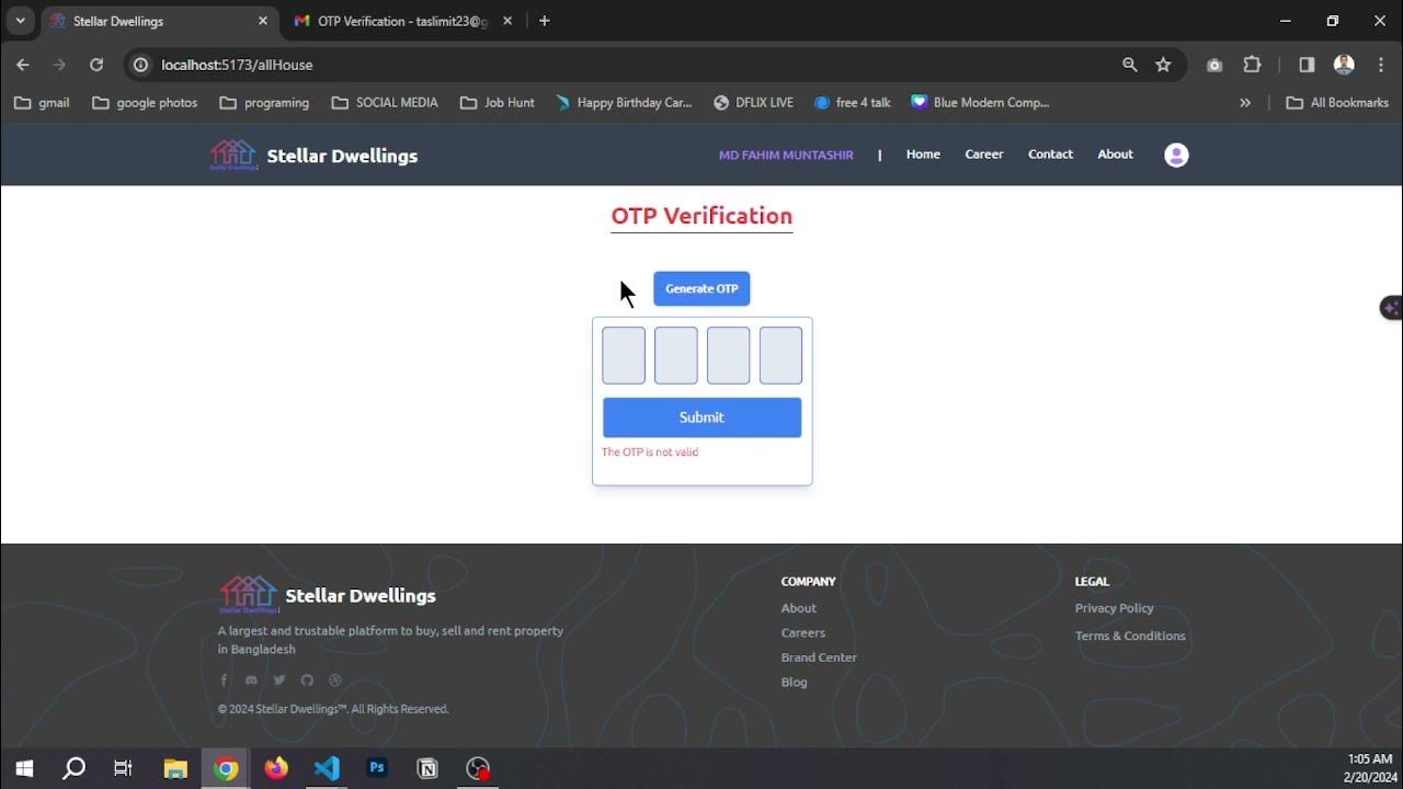 Otp Verification By Email Using Nodejs Mern Stack Developer Youtube