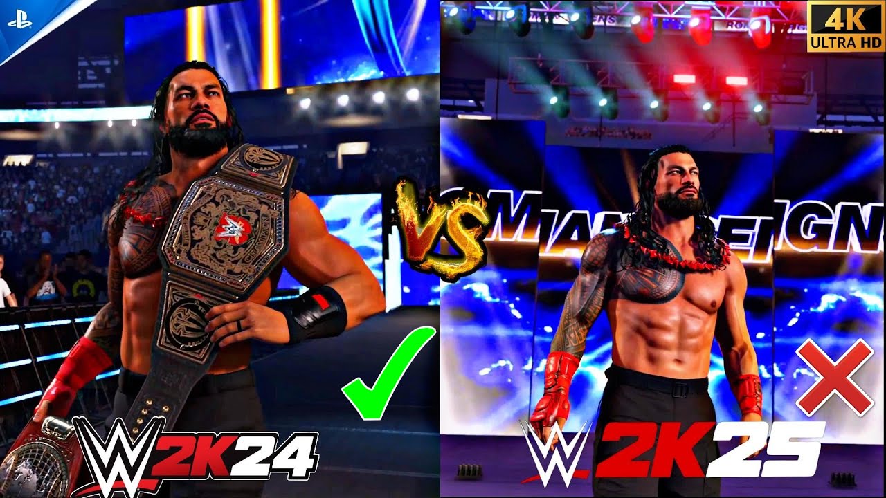 WWE 2K24 vs WWE 2K25 Roman Reigns || [PS5 ULTRA HD] || #wwe #wwe2k24 # ...
