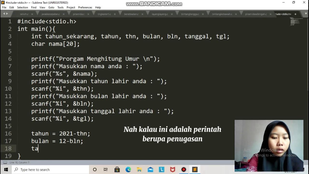 Source Code Menghitung Umur menggunakan Bahasa C - YouTube