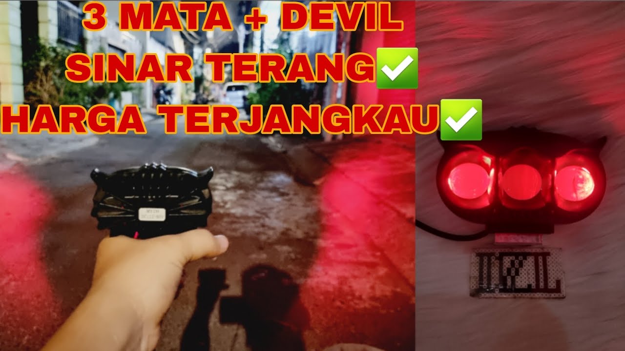 review full Lampu tembak led owl devil burung hantu laser d2 3 mata ...
