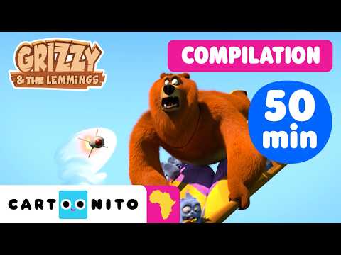 Rainbow Moose & Crazy Cabin Chaos! 🐻🌈💥 | Grizzy & The Lemmings Mega Compilation | Cartoonito Africa