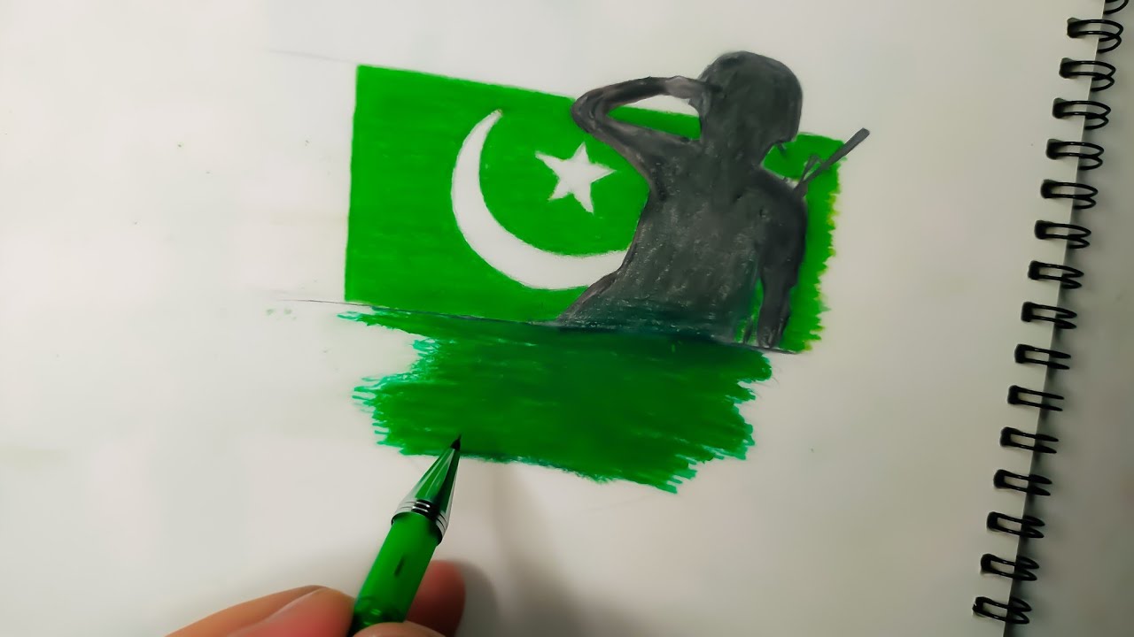 How to draw Pakistani Army Soldier with Pakistan Flag - YouTube