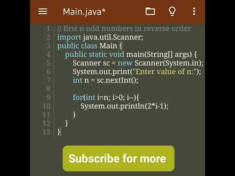 Code in java to print first n odd numbers in reverse order - YouTube