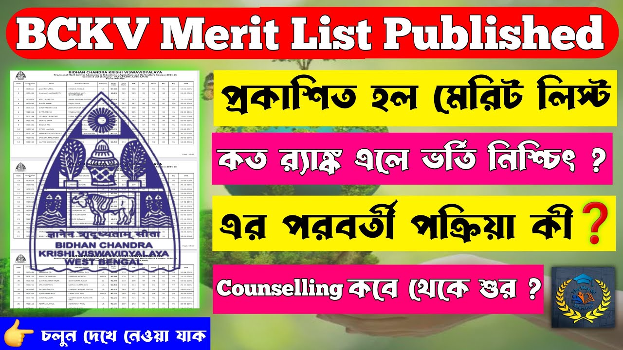 BCKV Merit List Published 2024 | BCKV Admission 2024 | Agriculture ...