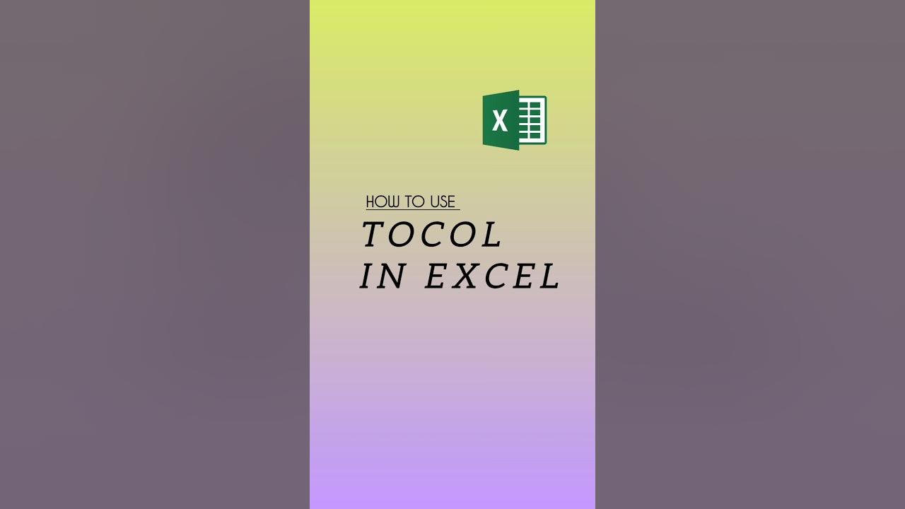 How to use TOCOL function in excel..#excel #exceltricks #exceltips - YouTube