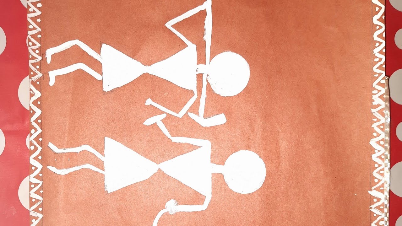 how to draw warli art easy - YouTube
