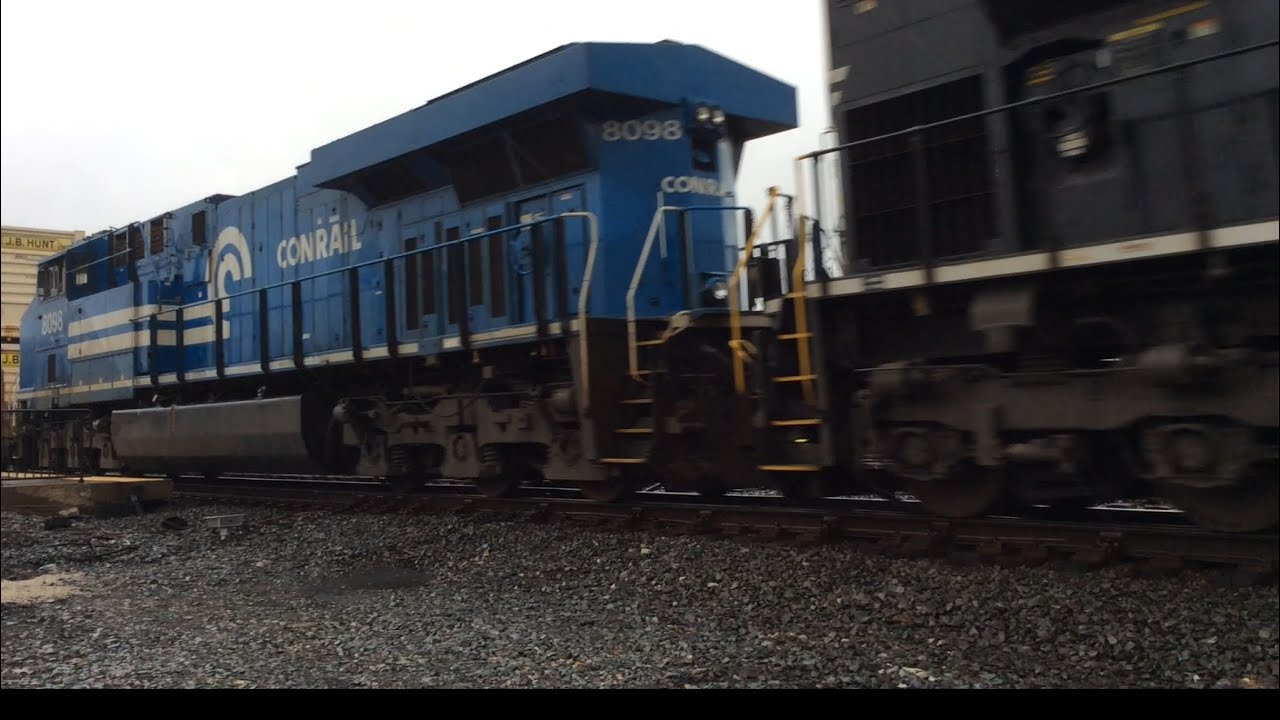 a NS intermodal train with Conrail 8098 trailing through Alliance ...
