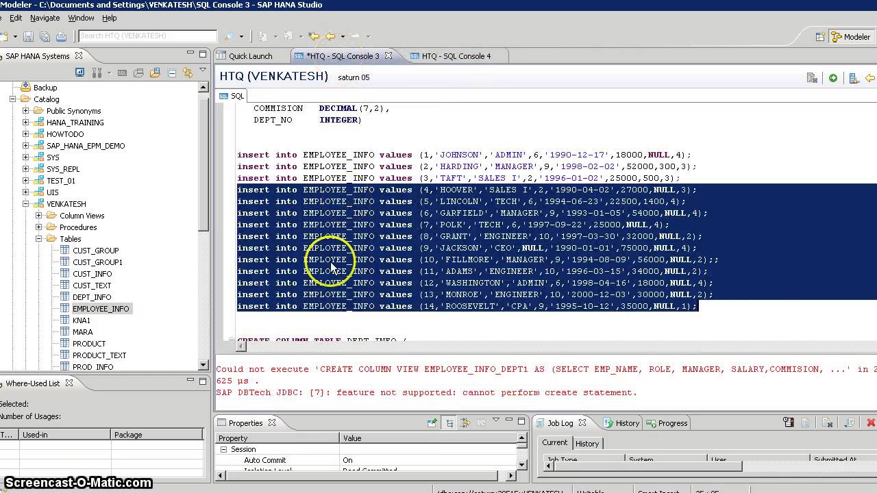 SAP HANA Elearning -- Basic Operations in HANA Studio Part2 - YouTube