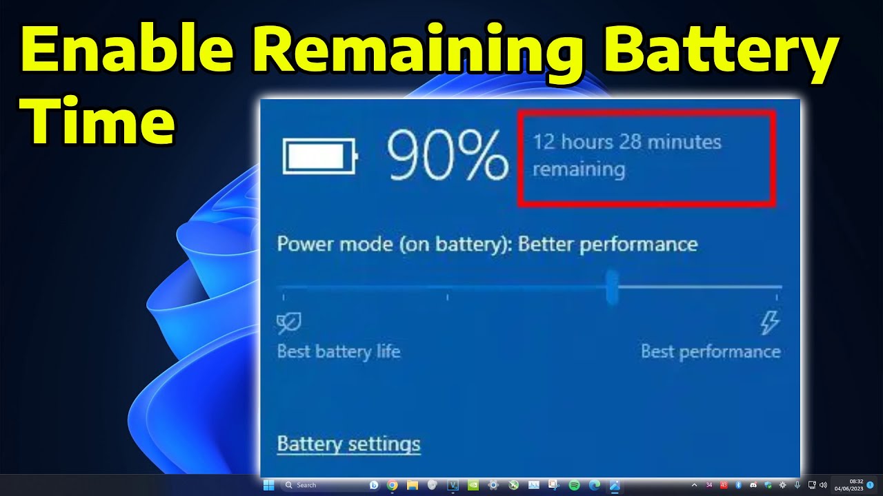 How To Show Remaining Battery Time in Windows Laptop - YouTube