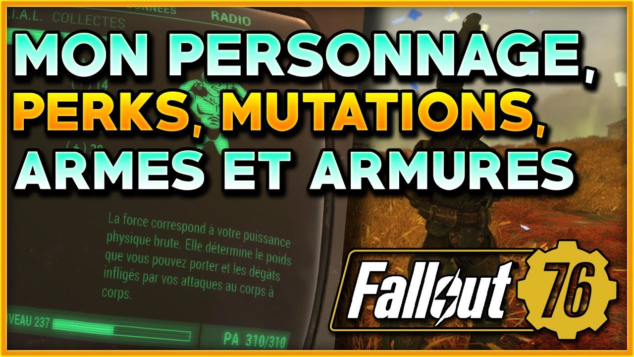 Fallout 76 : MON PERSONNAGE, PERKS, MUTATIONS, ARMES ET ARMURE ...
